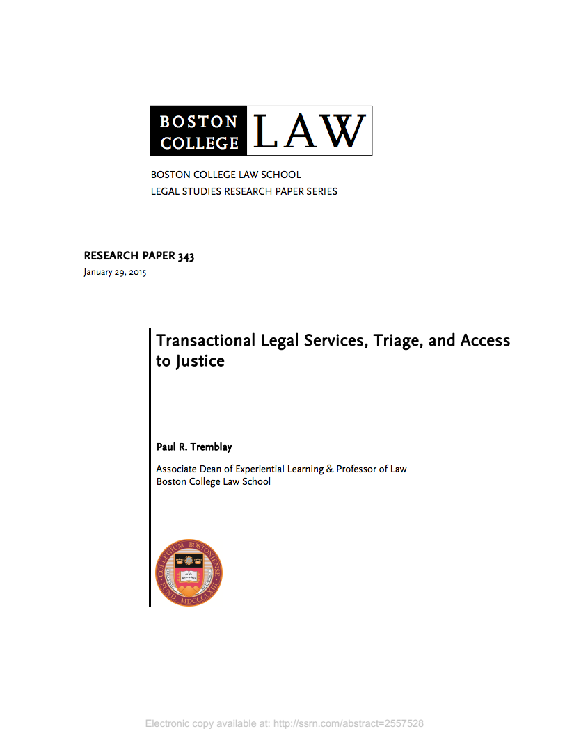 Transactional Legal Services, Triage, and Access to Justice